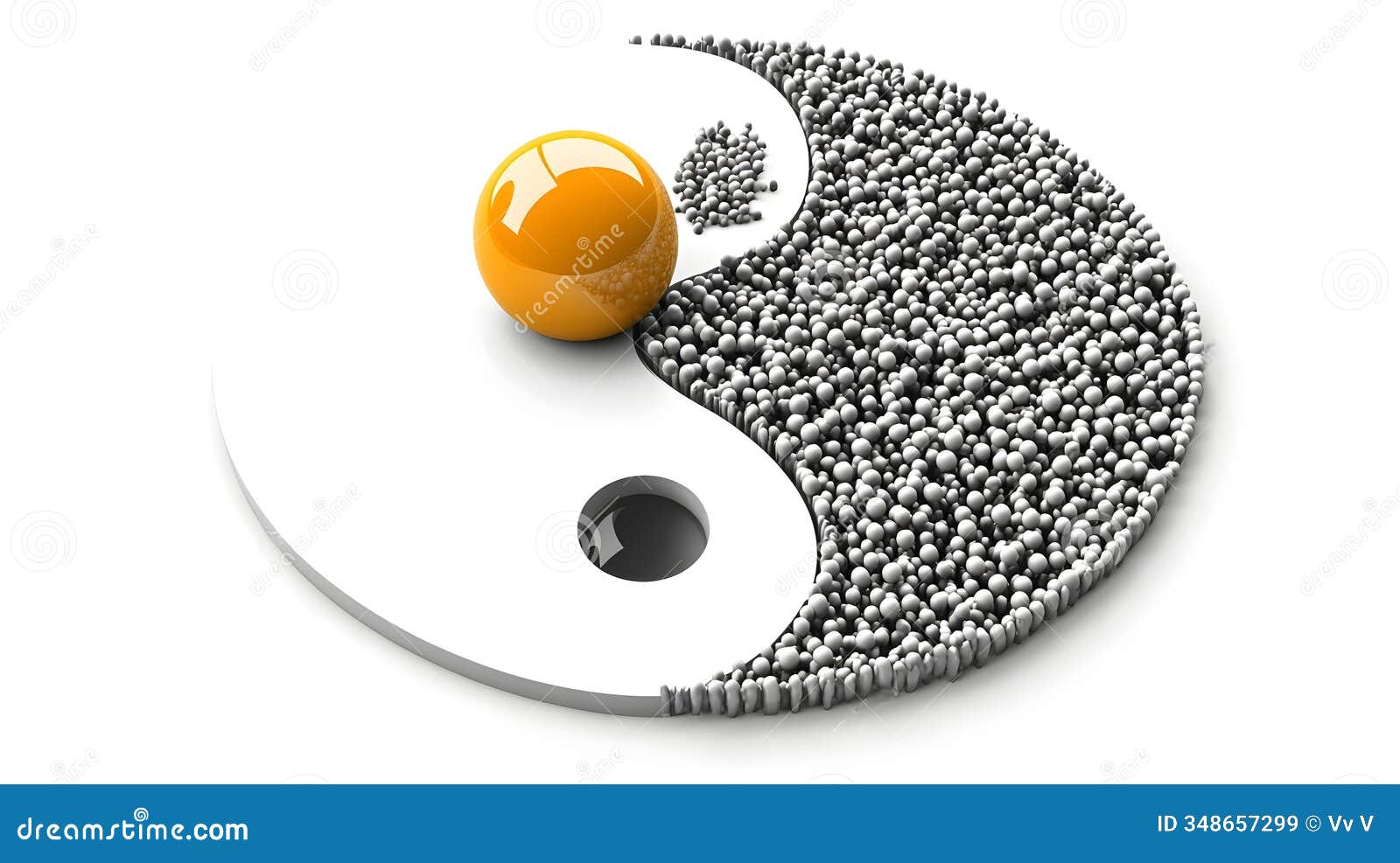 Yin Yang Symbol with Orange Sphere and Grey Beads Stock Illustration ...