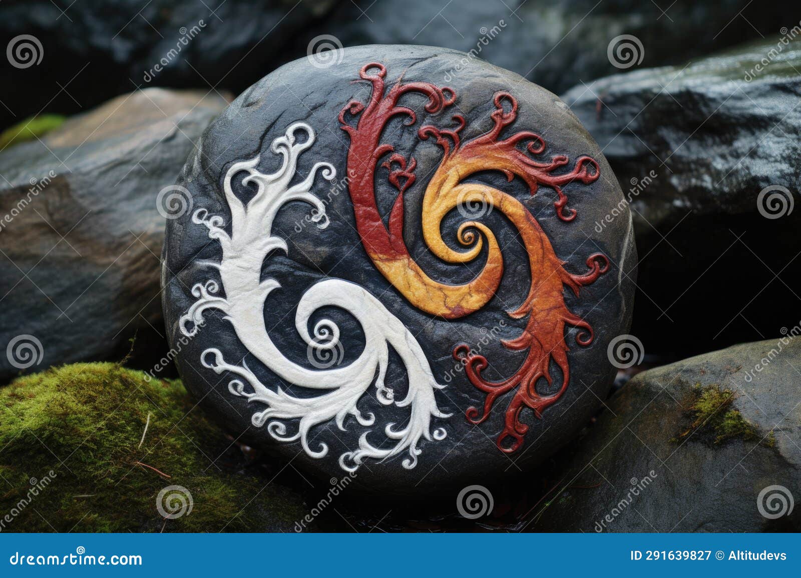 Yin-yang Symbol Painted on a Stone Stock Image - Image of symbol ...