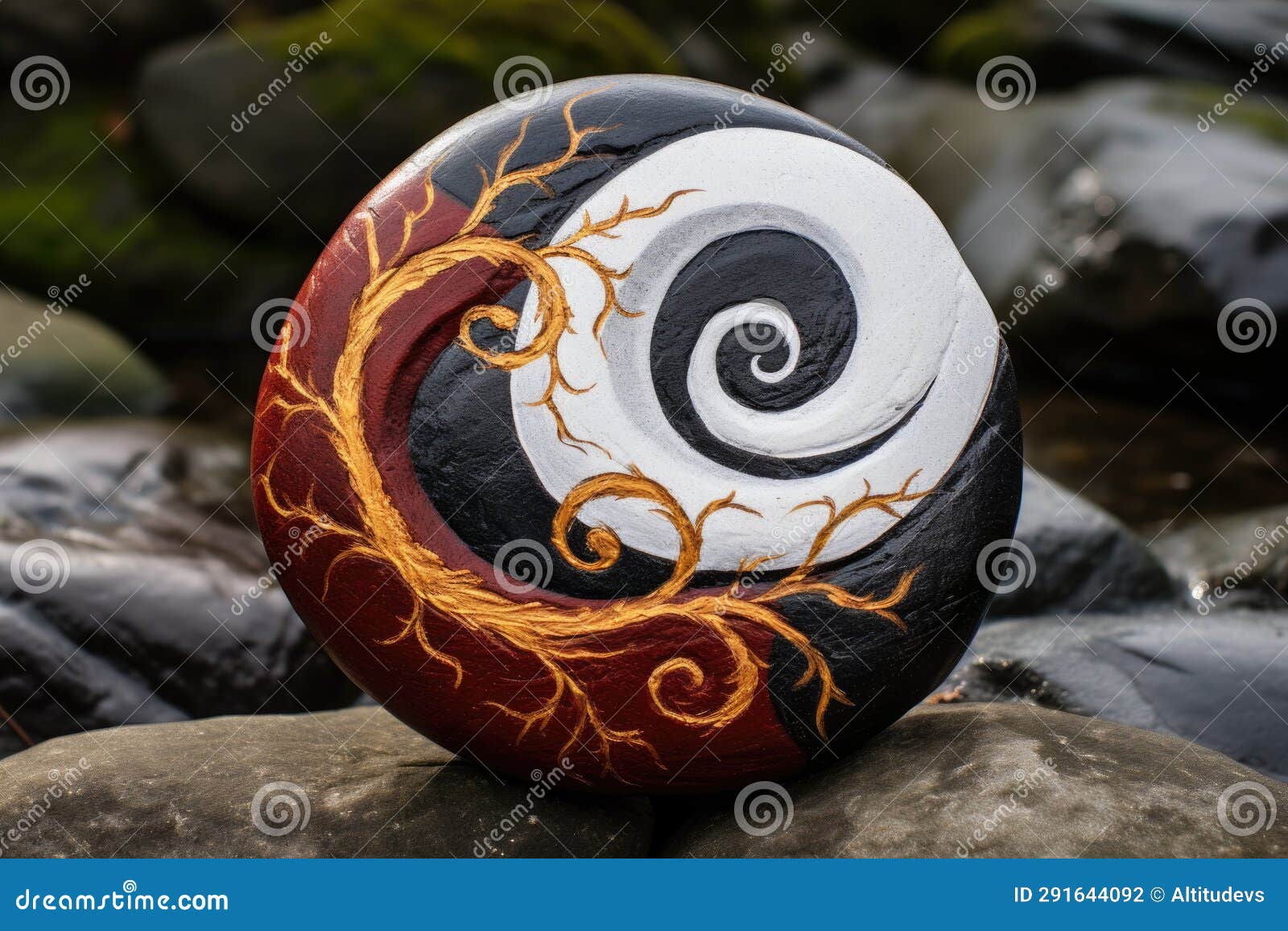 Yin-yang Symbol Painted on a Stone Stock Photo - Image of stone, symbol ...
