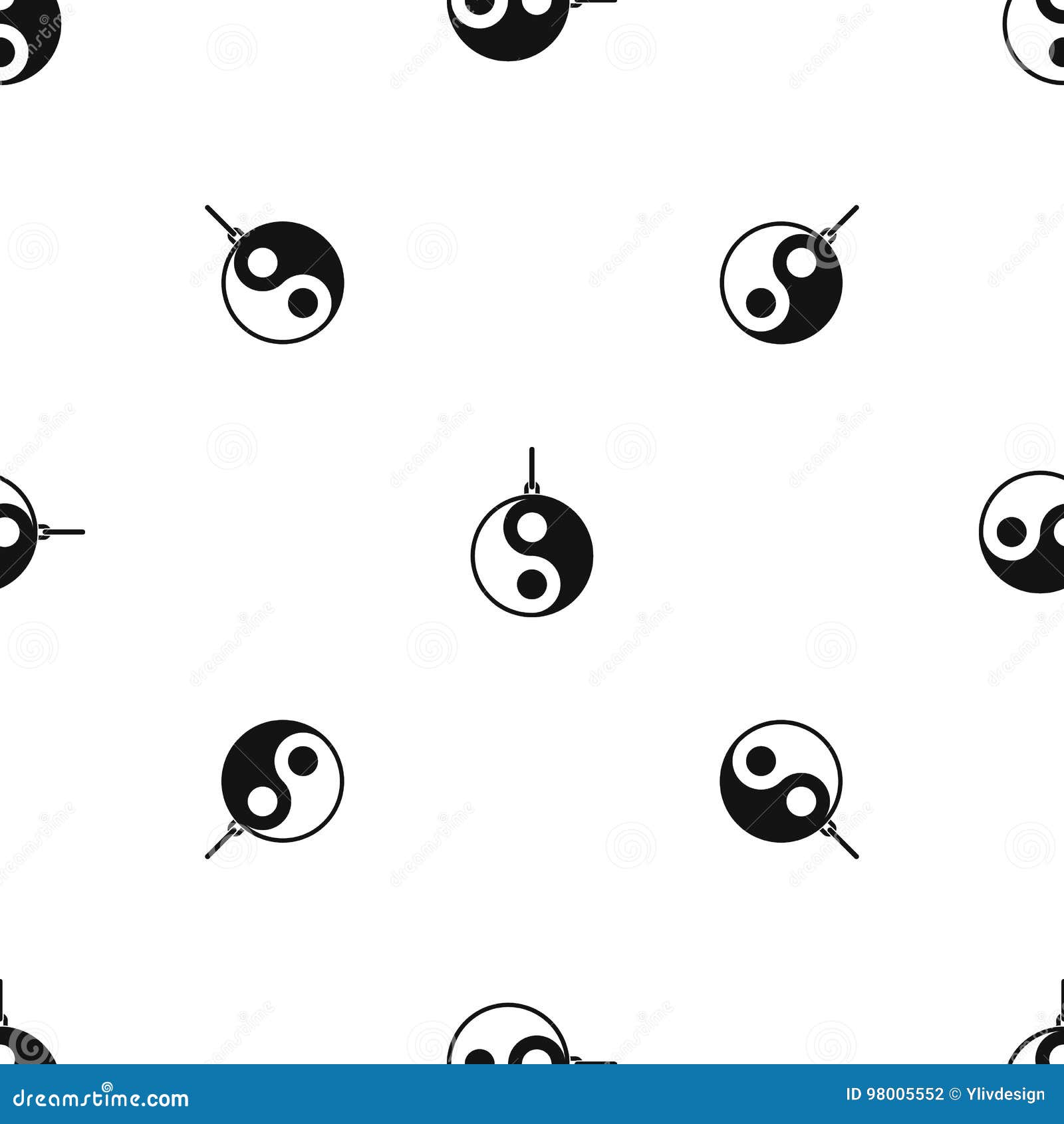 Yin Yang Symbol Pattern Seamless Black Stock Vector - Illustration of ...