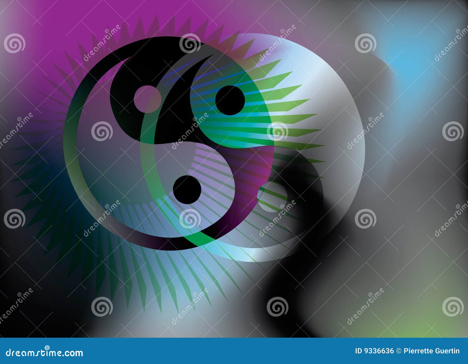 Yin Yang symbol and star, stock vector. Illustration of natural - 9336636