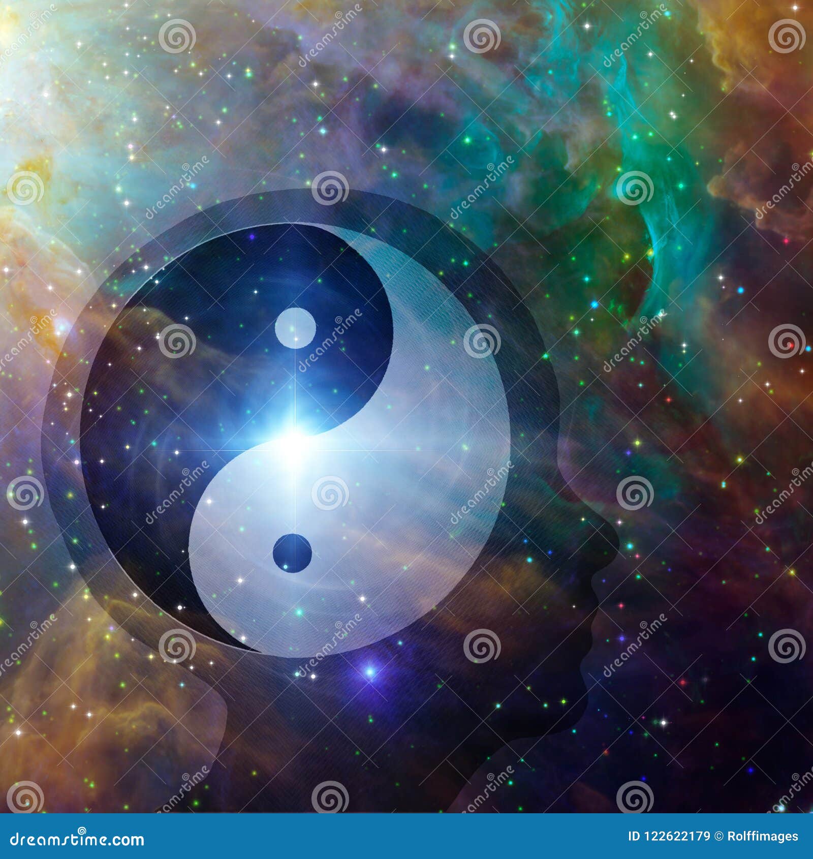 Yin Yang Universe stock de ilustración. Ilustración de misterioso ...