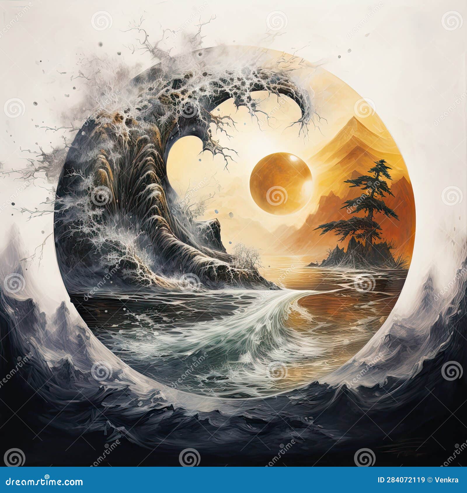 Yin Yang Vector Artistic Illustration Stock Illustration - Illustration ...
