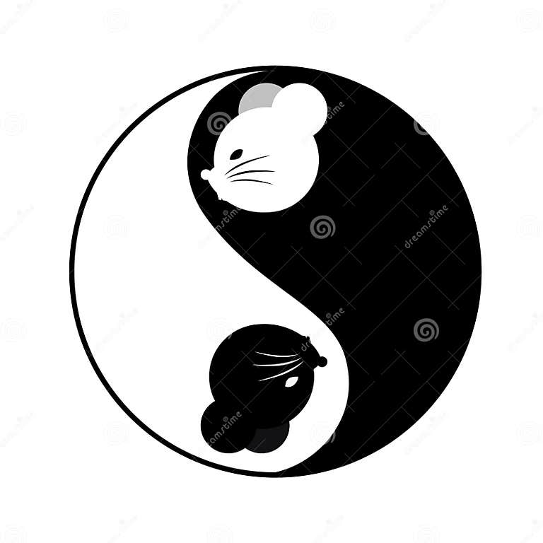 Yin Yang Vector with Mouse Head Illustration Stock Vector ...
