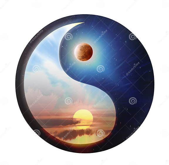 Ying e yang - lua e noite ilustração stock. Ilustração de imagens ...