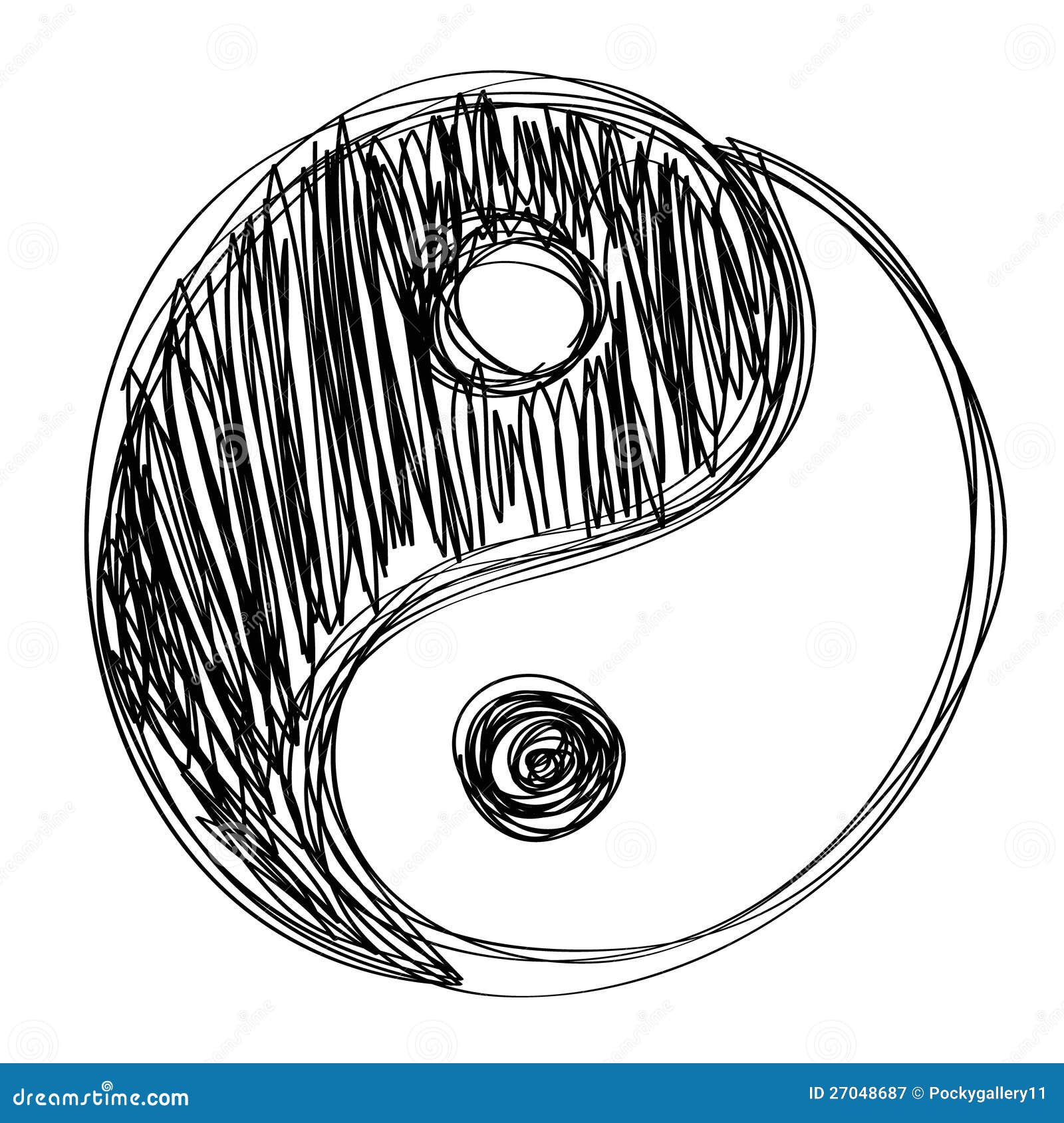 Ying yang sign habd drawn stock vector. Illustration of icon - 27048687