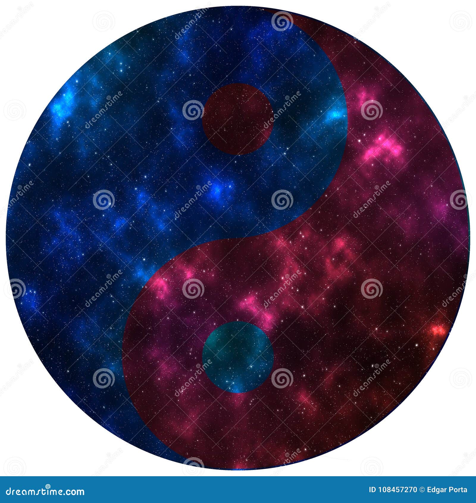 Ying Yang Symbol Blue and Red Space Stock Illustration - Illustration ...