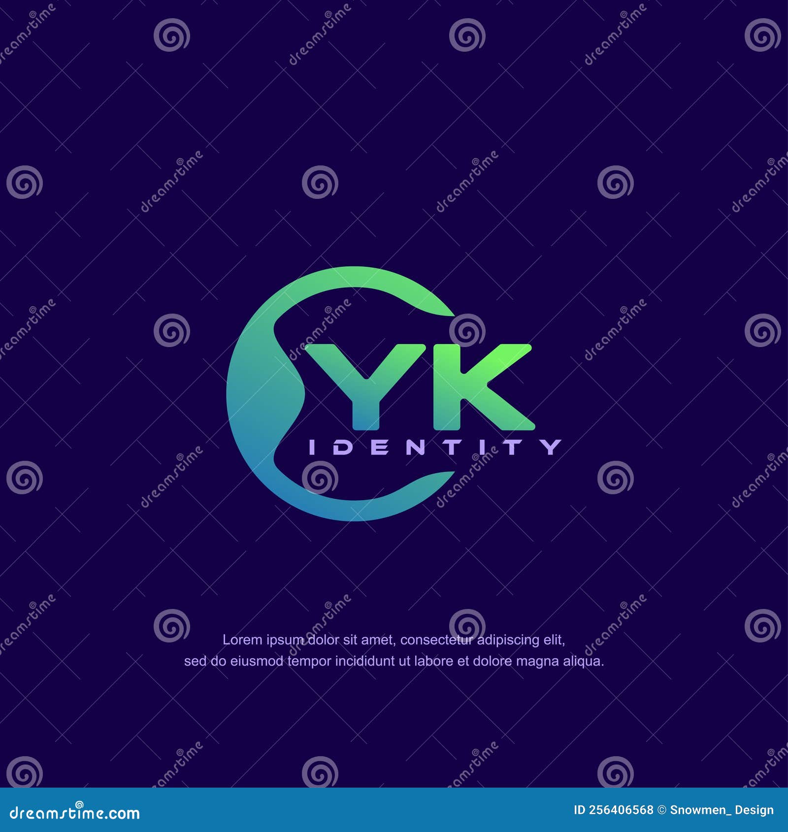 YK Initial Letter Circular Line Logo Template Vector with Gradient ...