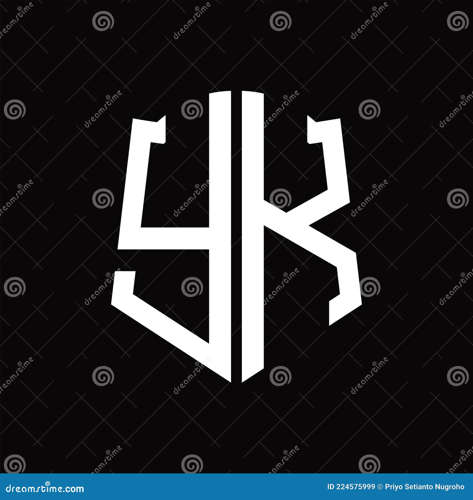 YK Logo Monogram with Shield Shape Ribbon Design Template Stock Vector ...