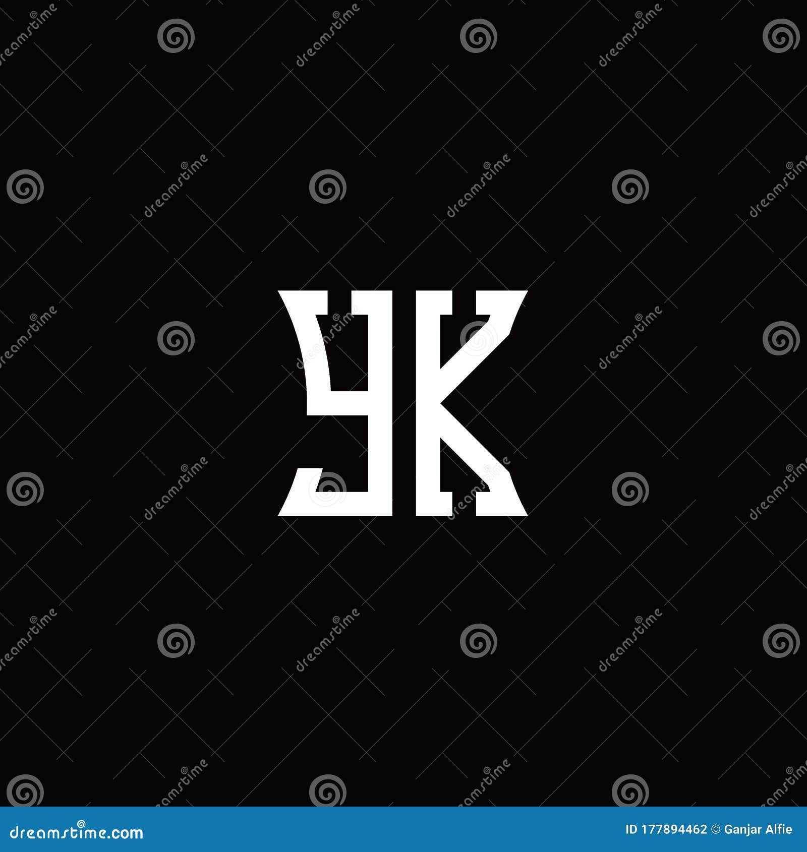 YK Monogram Logo Letter with Curved Side Style Stock Vector ...