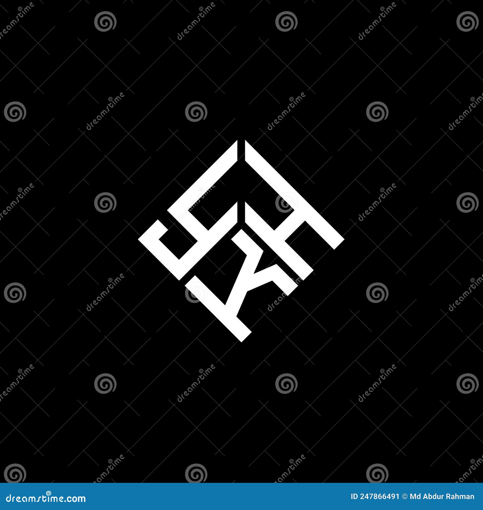 YKH Letter Logo Design on Black Background. YKH Creative Initials ...