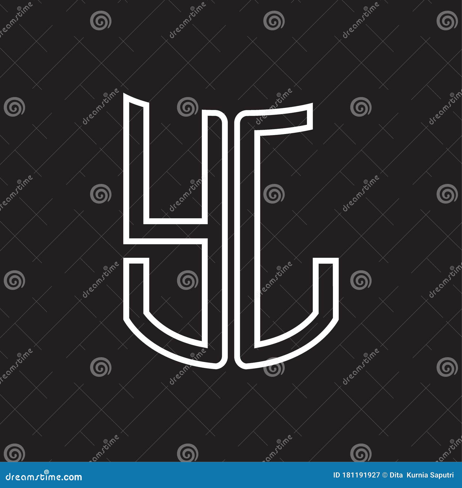 YL Logo Monogram with Ribbon Style Outline Design Template Stock ...