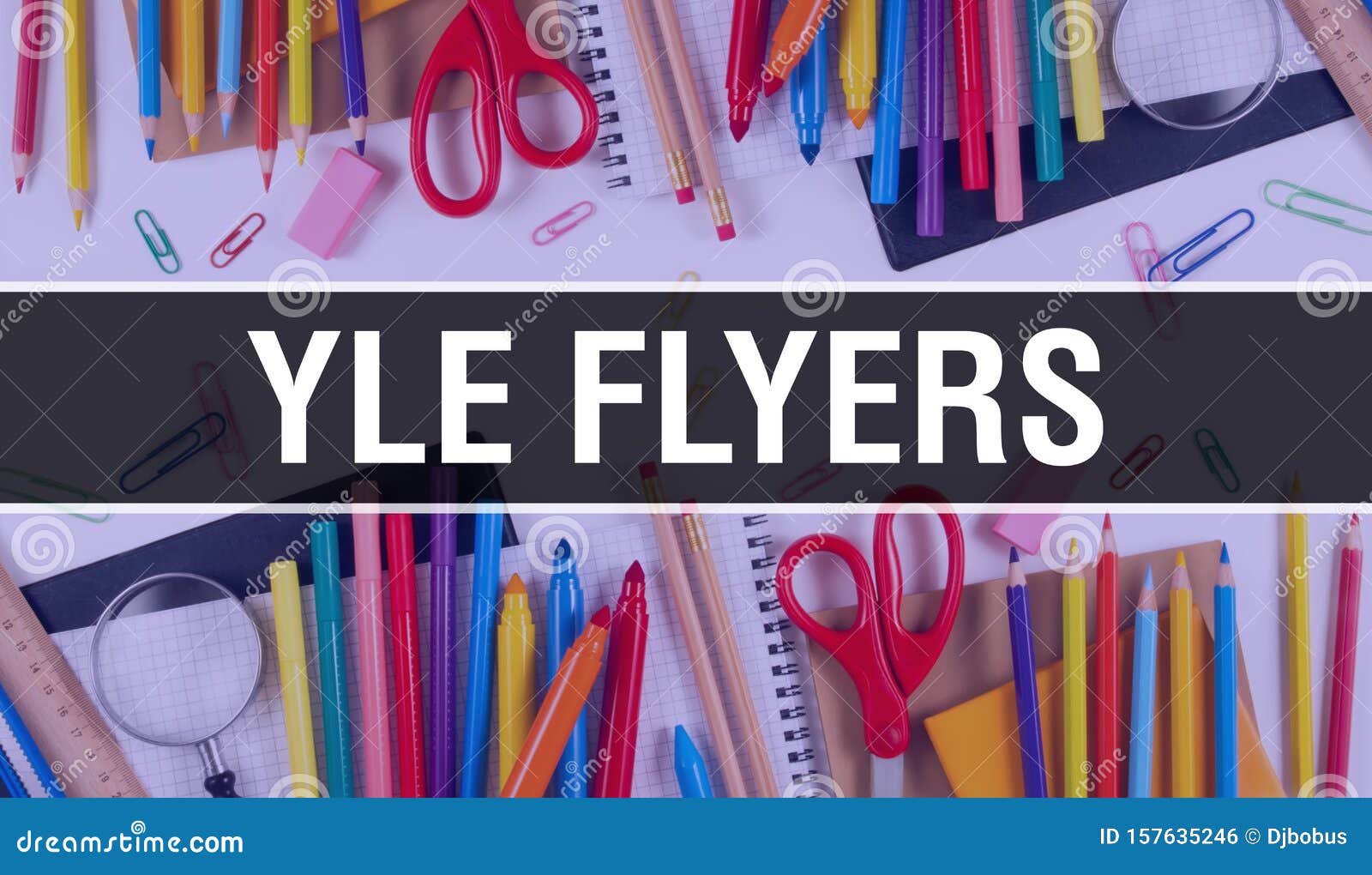 YLE Flyers with School Supplies on Blackboard Background. YLE Flyers ...