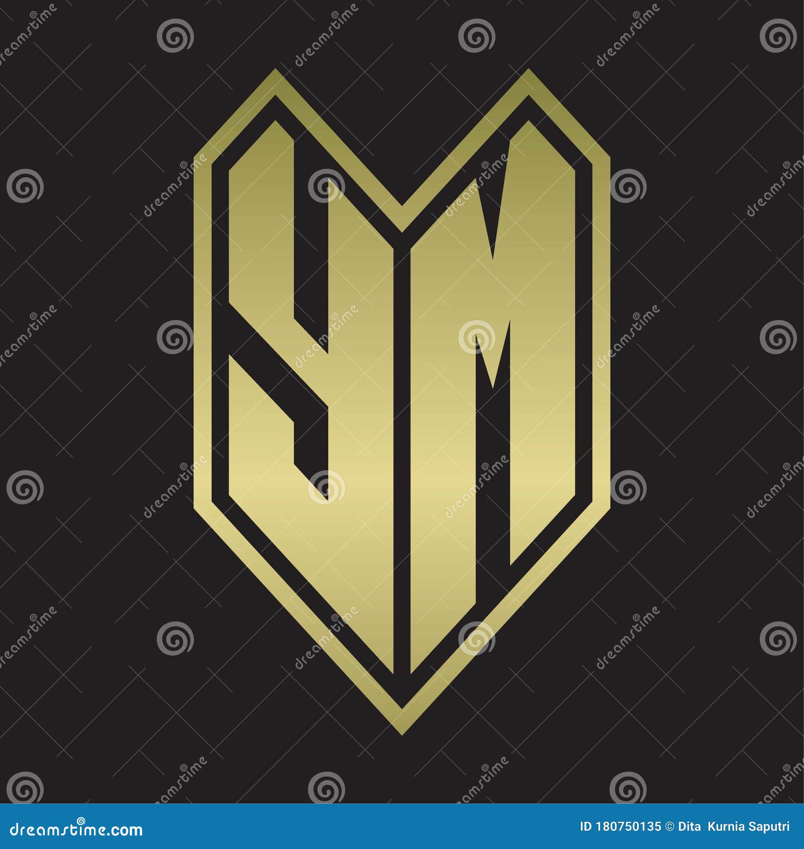 YM Logo Monogram with Emblem Line Style Isolated on Gold Colors Stock ...