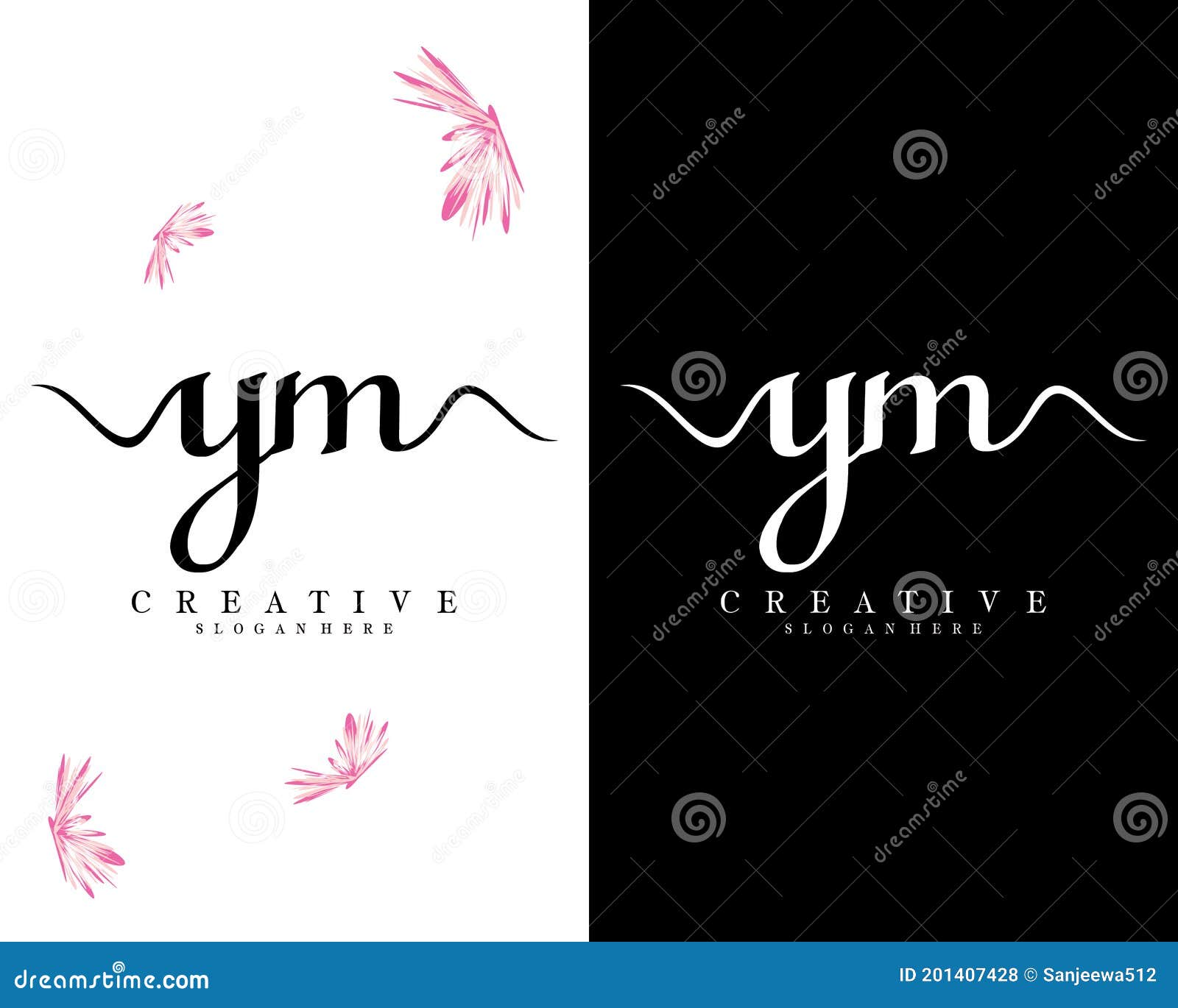 Ym/my Creative Handwriting Letter Logo Design Vector Stock Vector ...