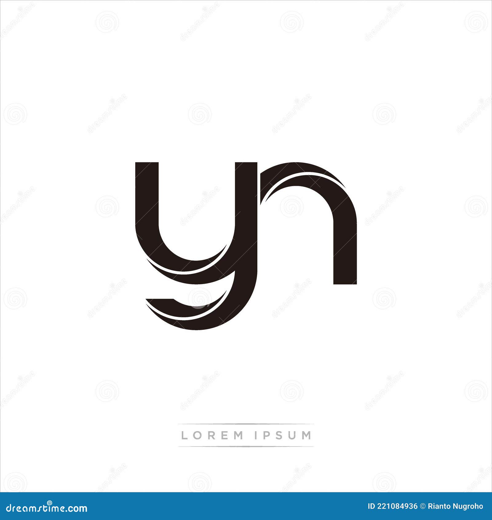 Yn Initial Letter Split Lowercase Modern Monogram Linked Outline ...