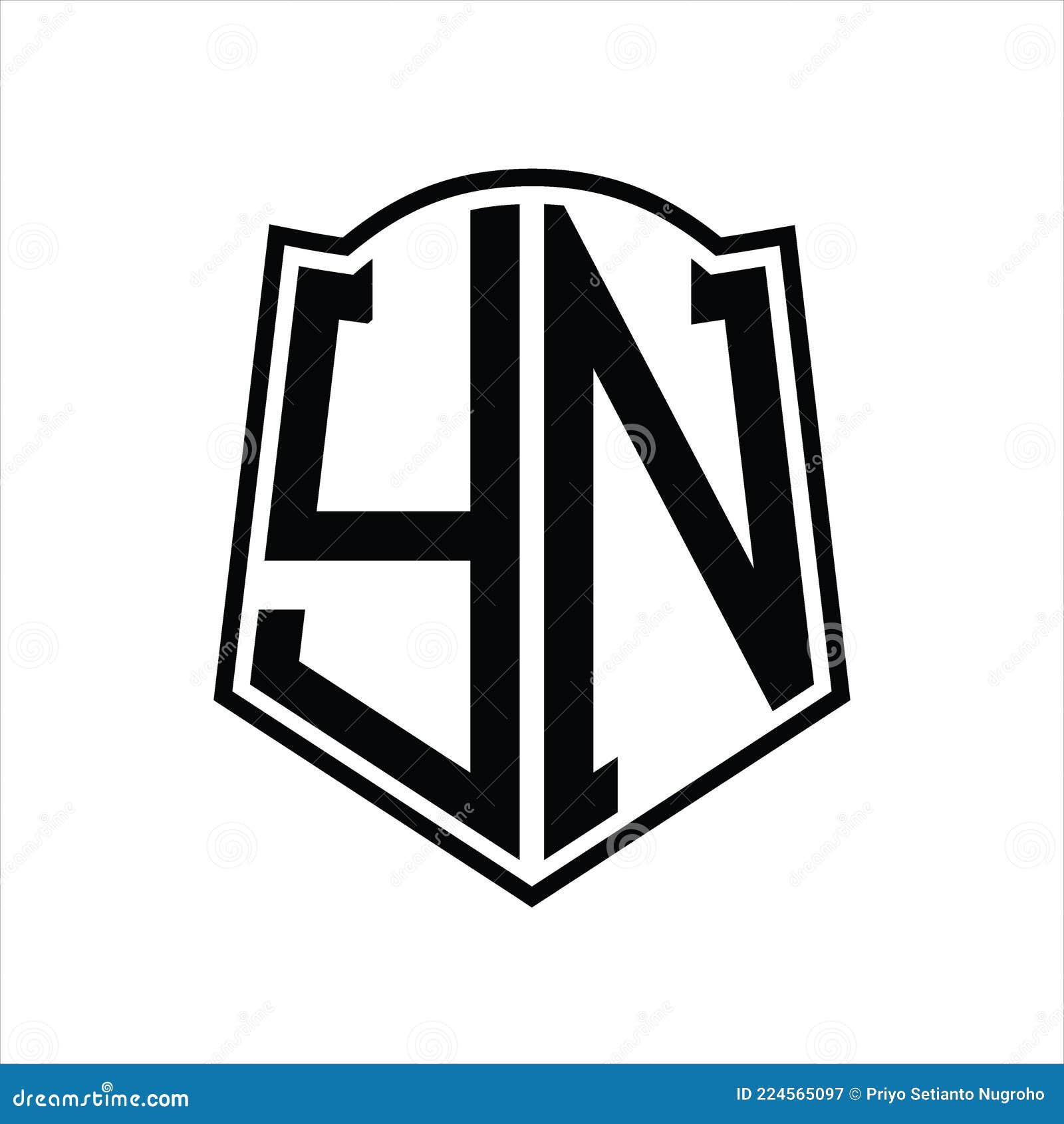 YN Logo Monogram with Shield Shape Outline Design Template Stock Vector ...