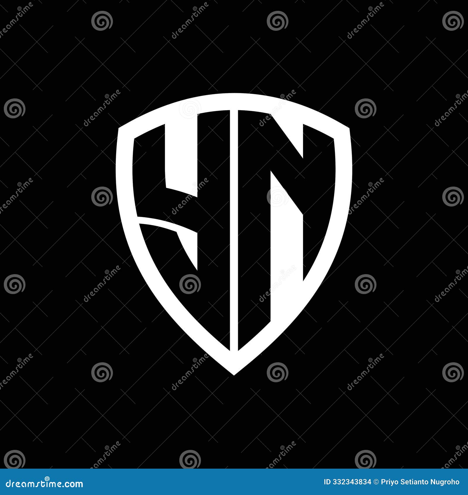 YN Monogram Logo with Bold Letters Shield Shape with Black and White ...