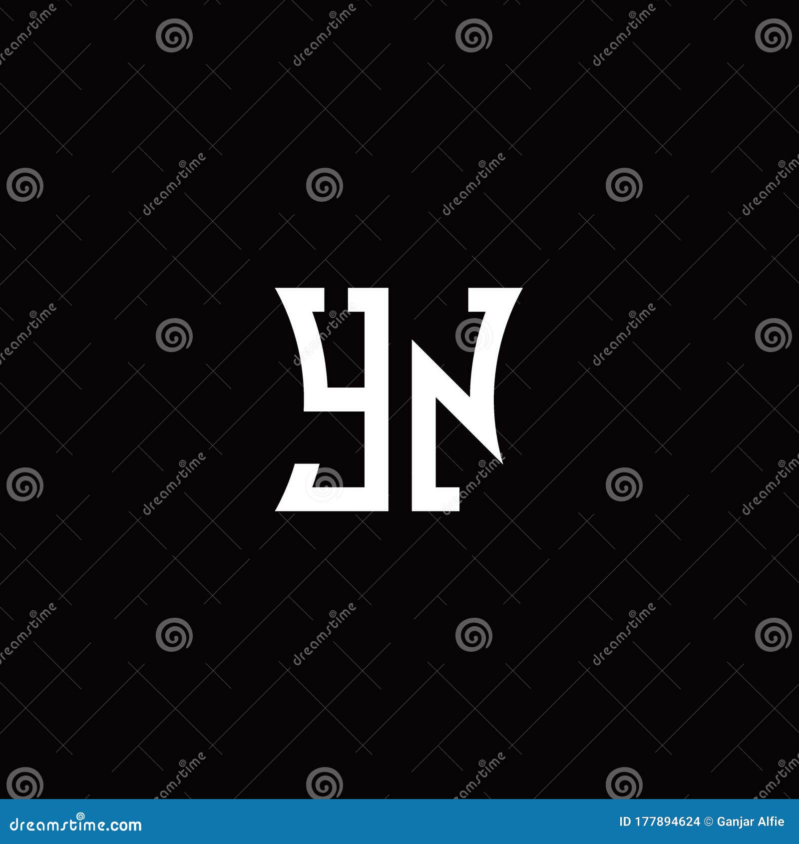 YN Monogram Logo Letter with Curved Side Style Stock Vector ...