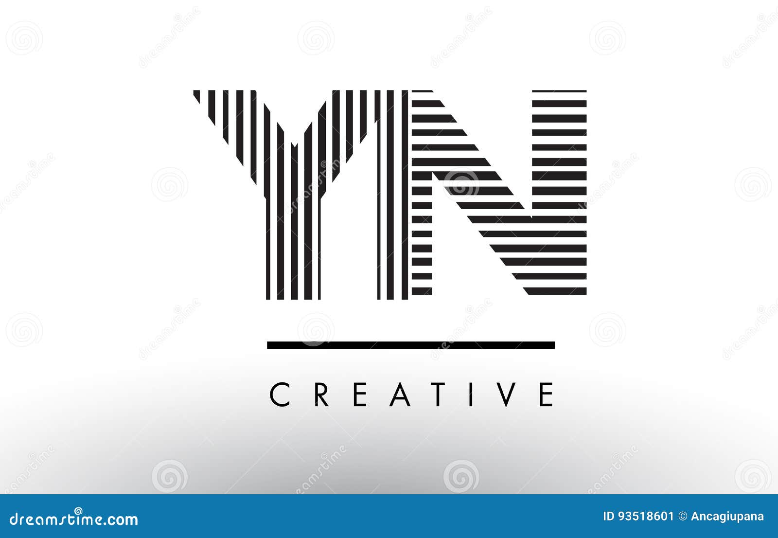 YN Y N Black and White Lines Letter Logo Design. Stock Vector ...
