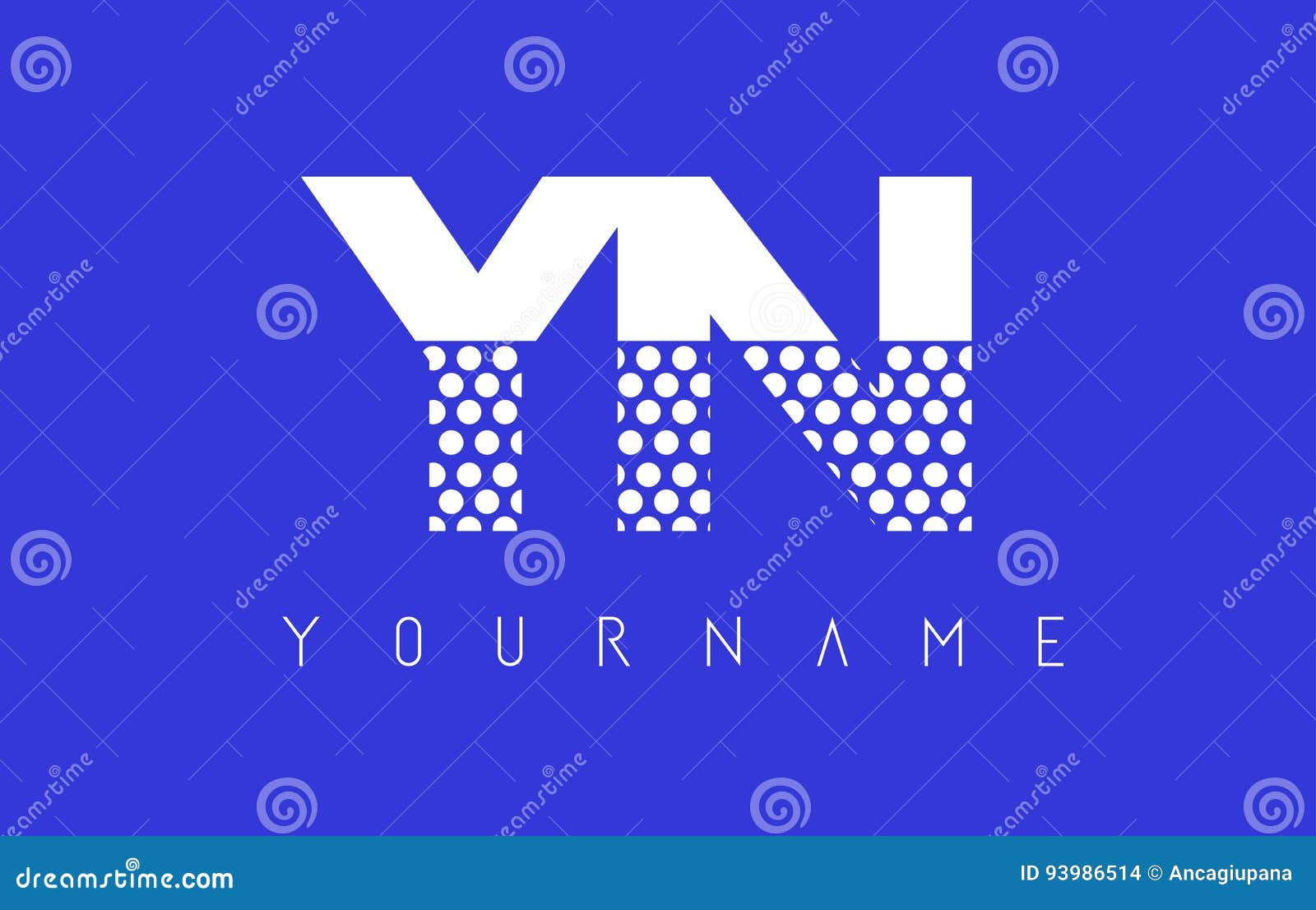 YN Y N Dotted Letter Logo Design with Blue Background. Stock Vector ...