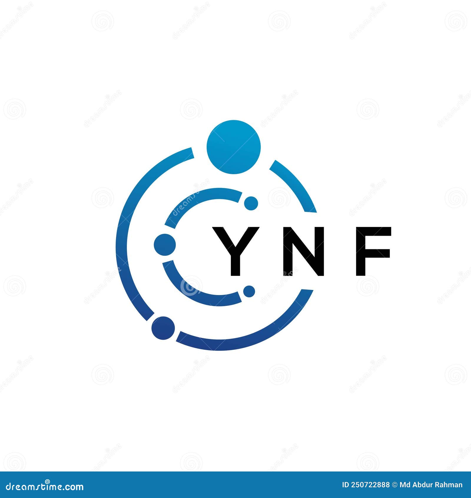 YNF Letter Technology Logo Design on White Background. YNF Creative ...