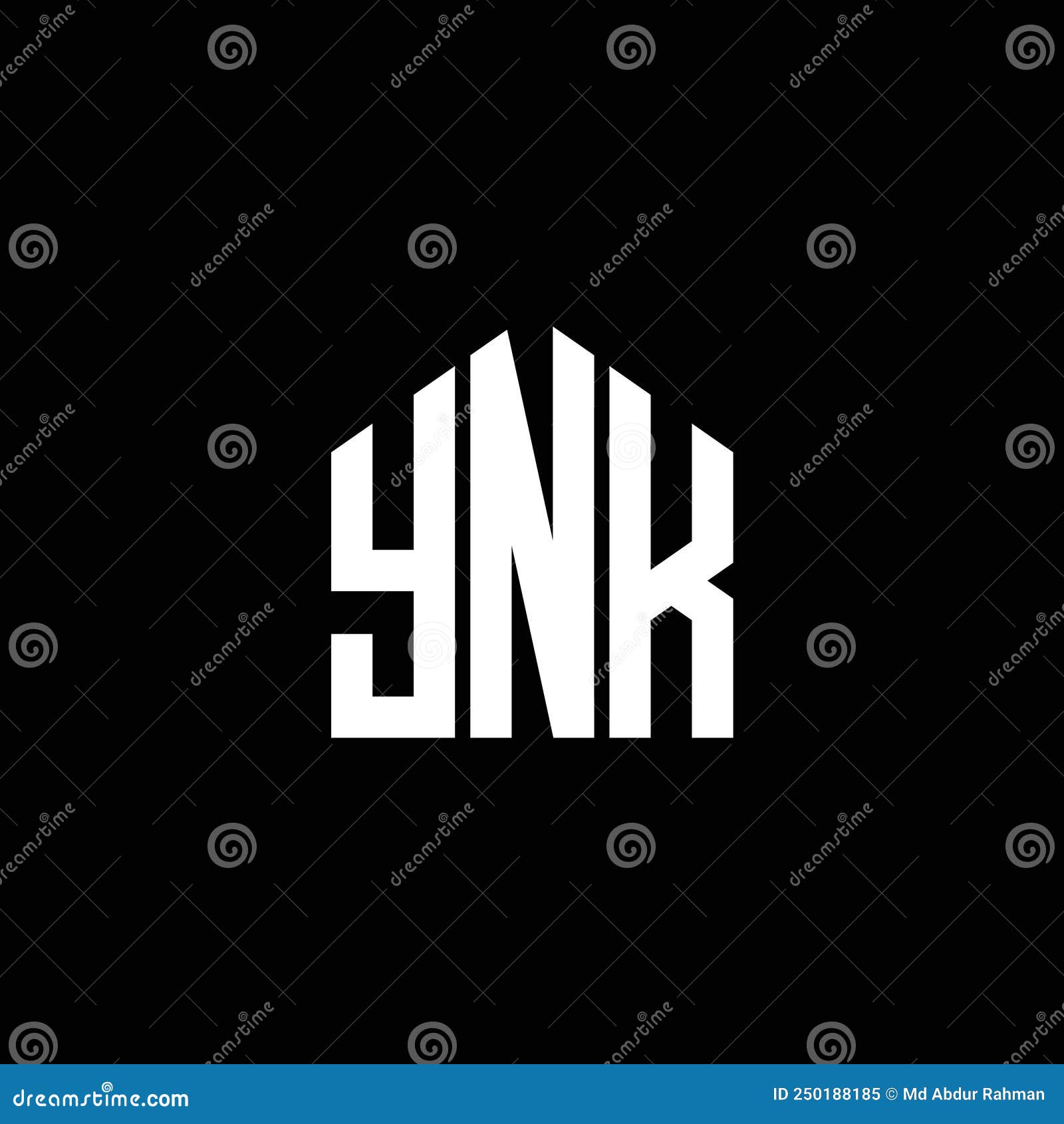 YNK Letter Logo Design on BLACK Background. YNK Creative Initials ...