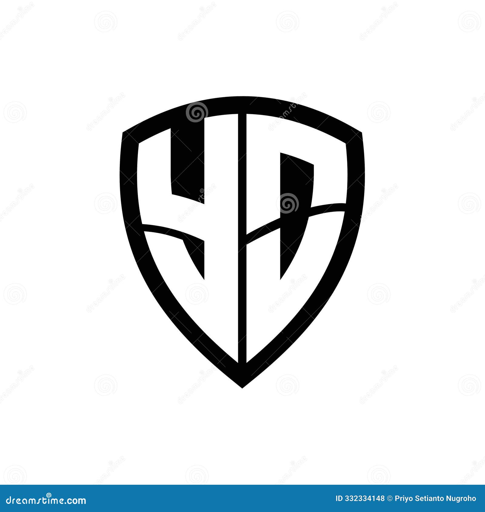 YO Monogram Logo with Bold Letters Shield Shape with Black and White ...