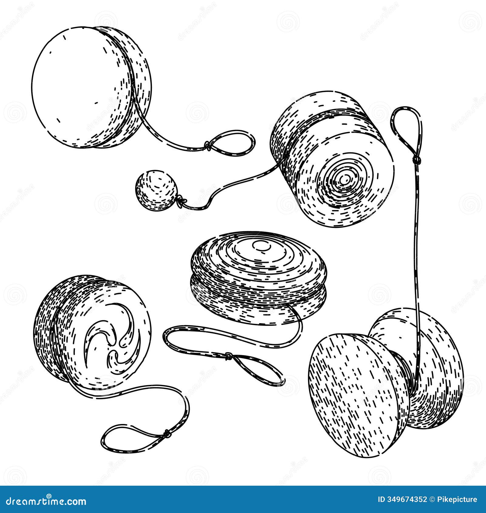 Yo Yo Set Sketch Hand Drawn Vector Stock Vector - Illustration of drawn ...