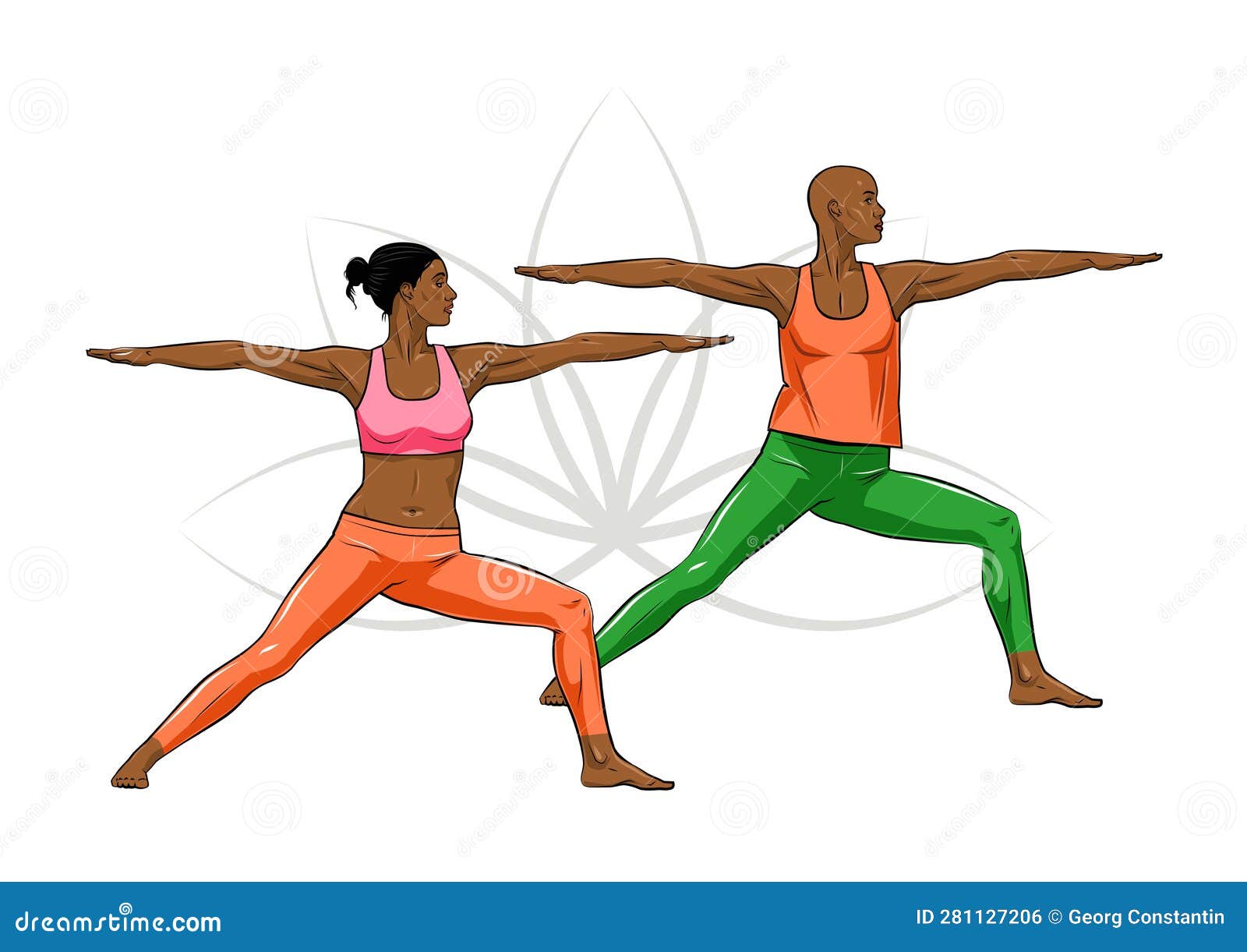 YOGA – Illustration– Athletic African American Couple Practicing Yoga ...