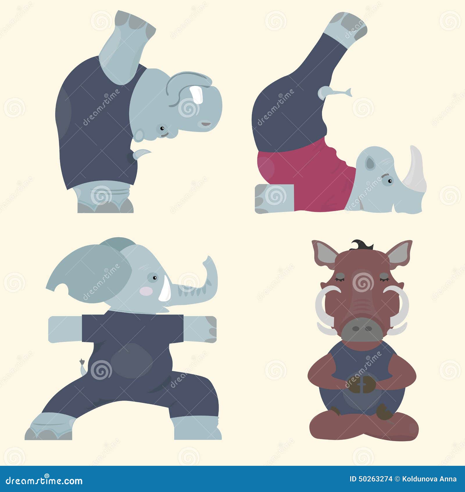 Yoga and animals stock vector. Illustration of children - 50263274