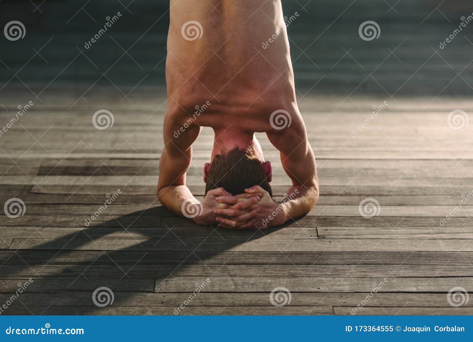 Yoga Apprentice Practicing Sirsasana, Inverted Posture with the Head ...