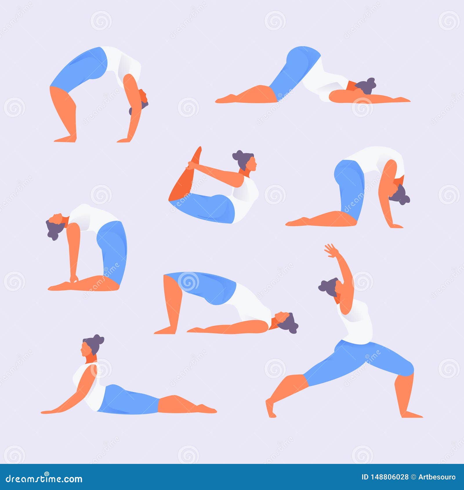 Yoga Asanas Deflections Vector Stock Vector - Illustration of body ...