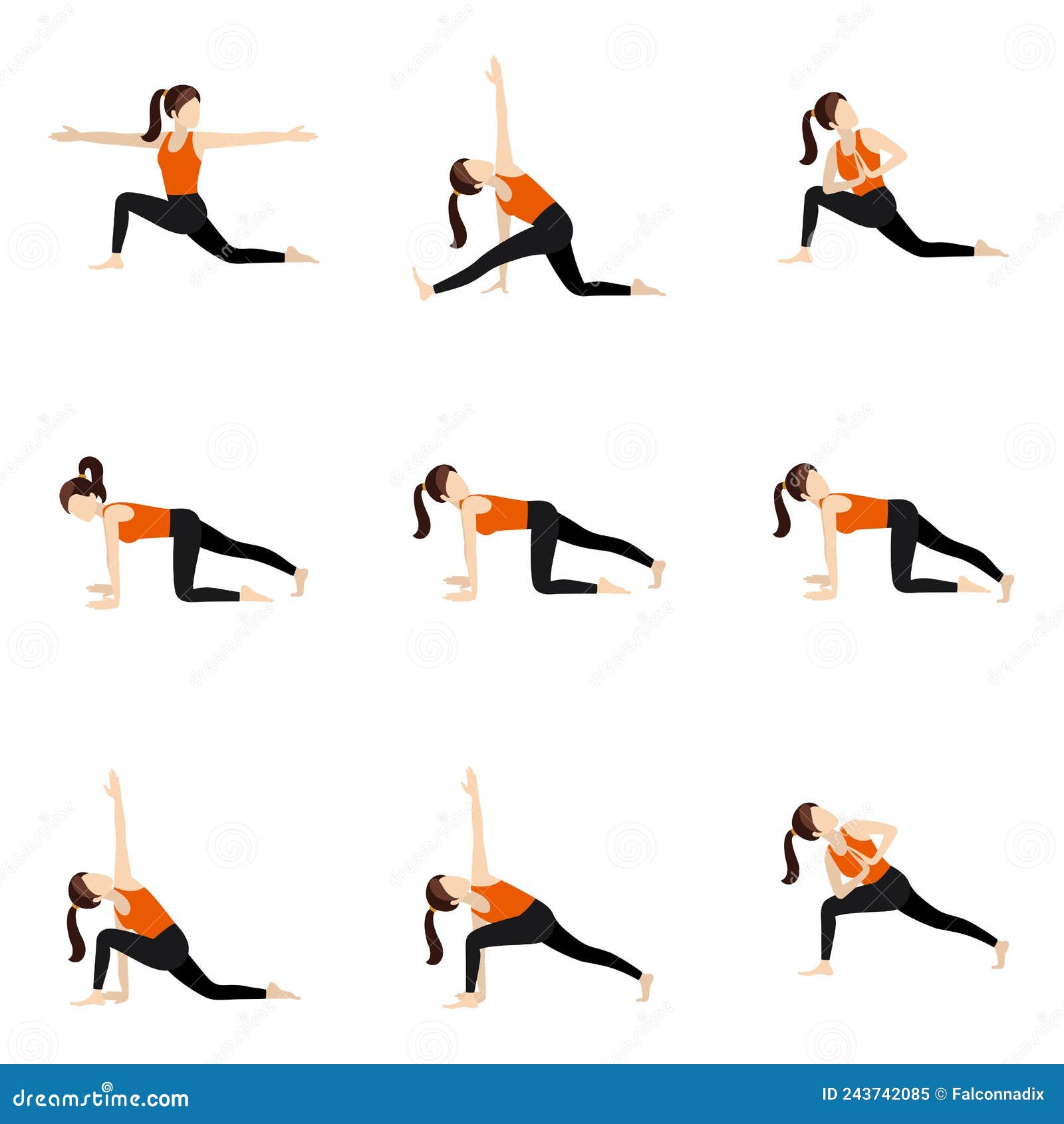 Yoga Asanas Set with Twisted Poses Stock Vector - Illustration of ...