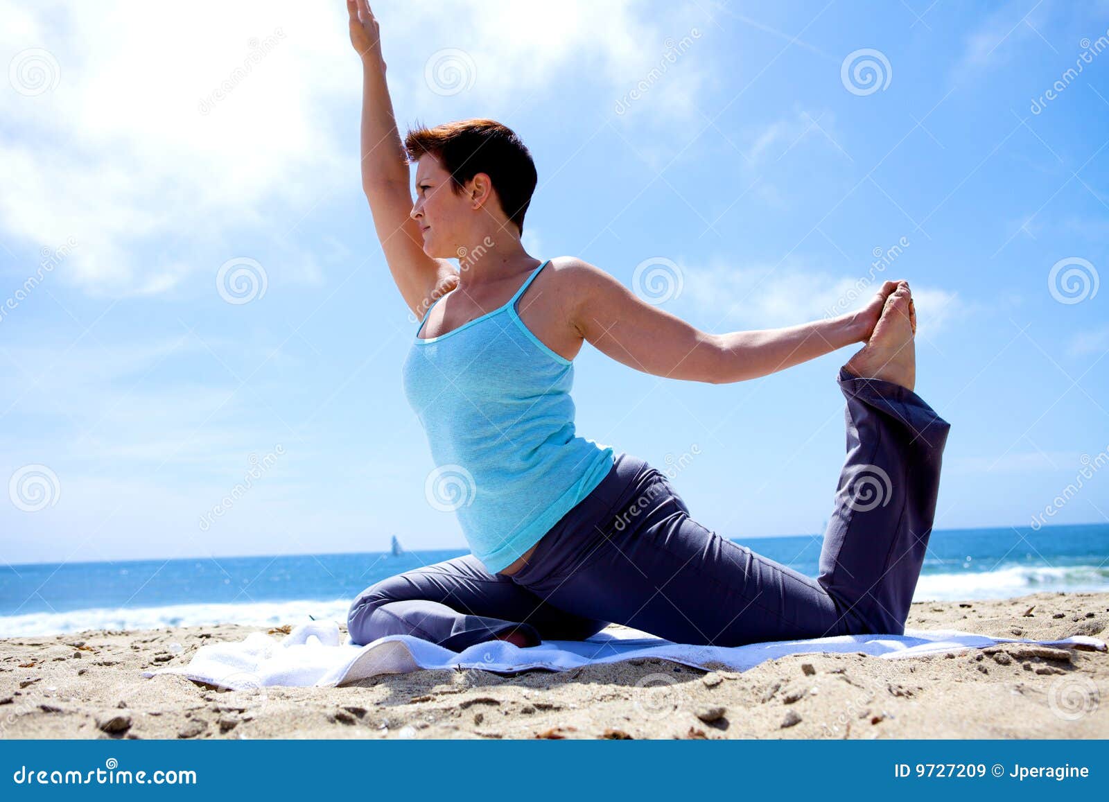 Yoga on the Beach stock image. Image of body, ocean, hands - 9727209