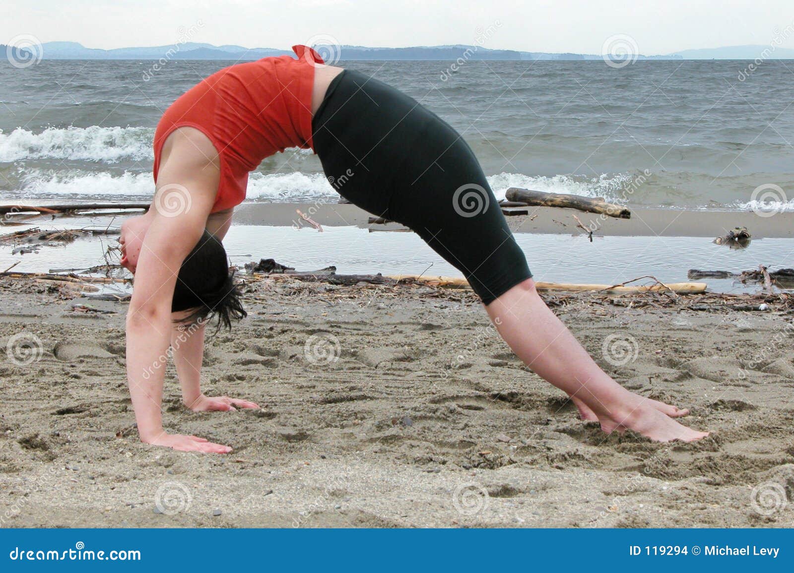 Yoga on the Beach-Backward Bend Stock Photo - Image of self, backward ...