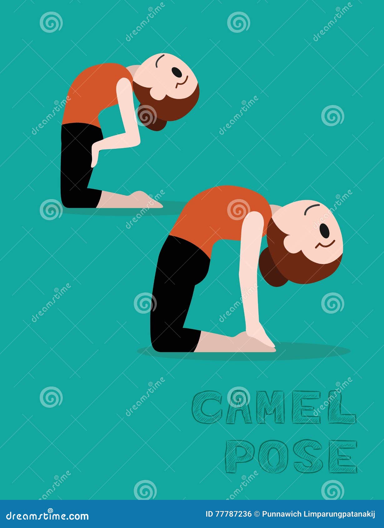 Yoga Camel Pose Cartoon Vector Illustration Stock Vector - Illustration ...