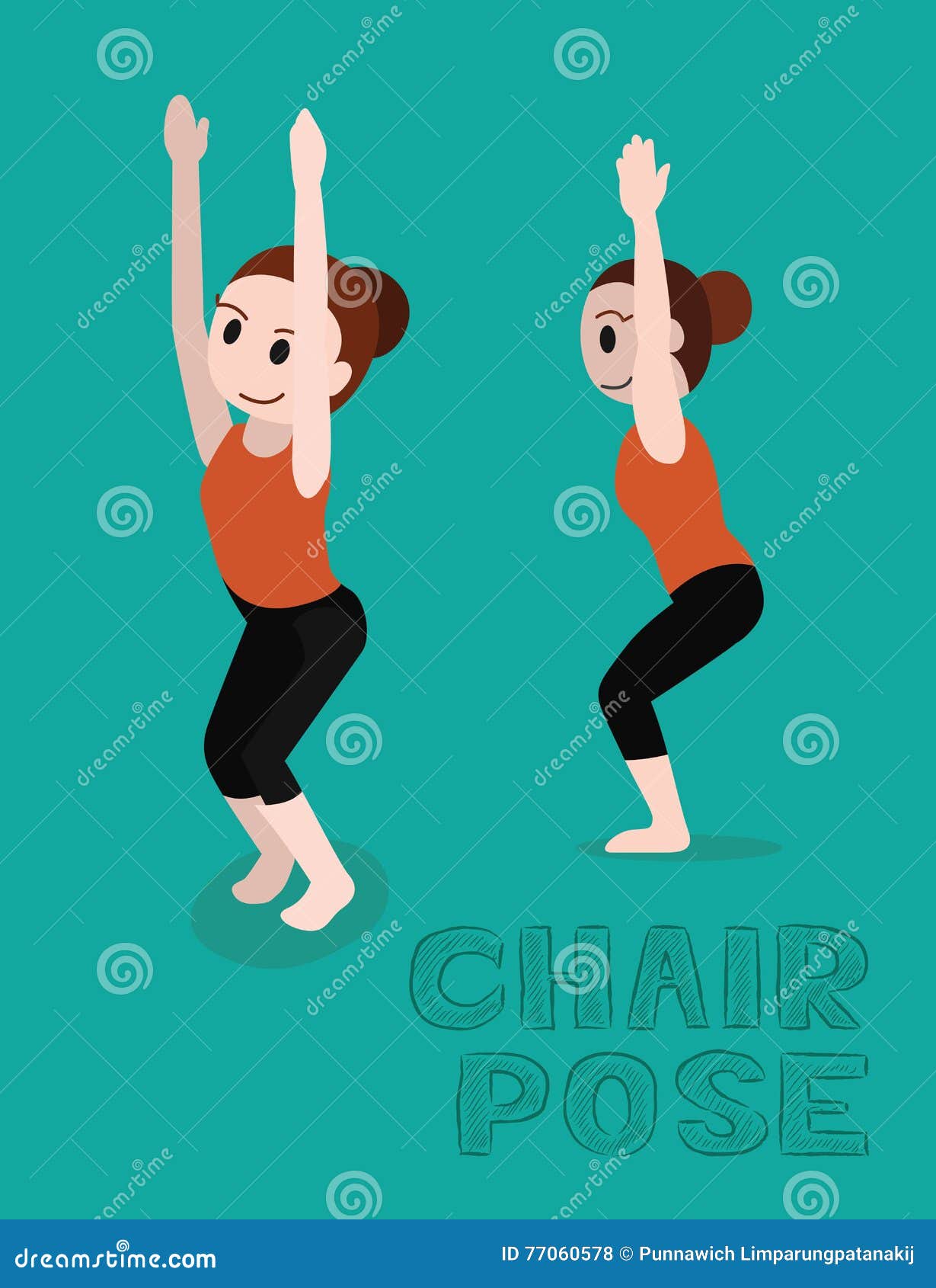 Yoga Chair Pose Cartoon Vector Illustration Stock Vector - Illustration ...