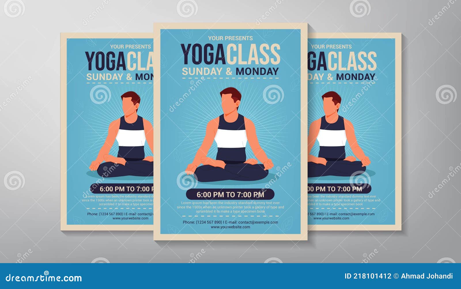 Yoga class flyer template stock vector. Illustration of yoga - 218101412