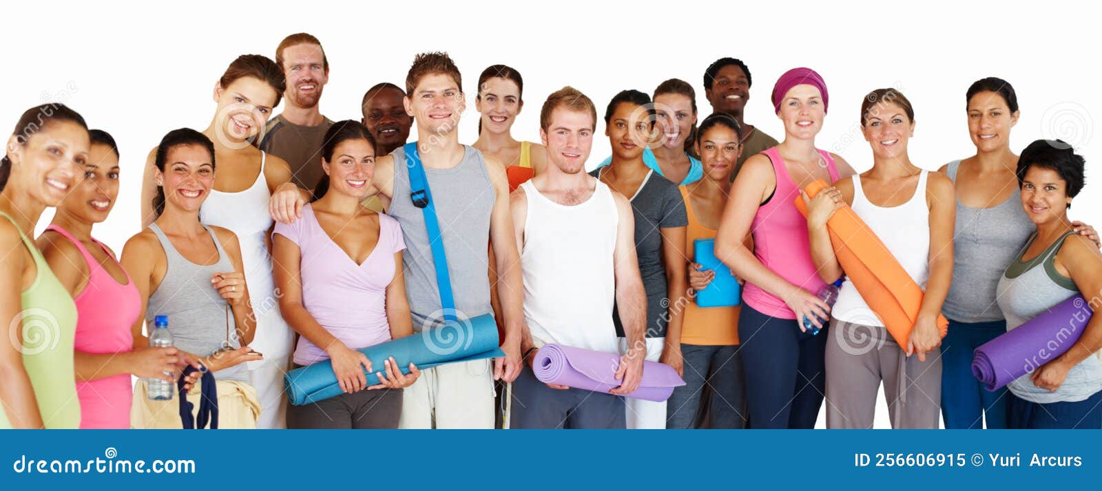 Yoga Class in Isolation. Portrait of a Group of Yoga Enthusiasts ...