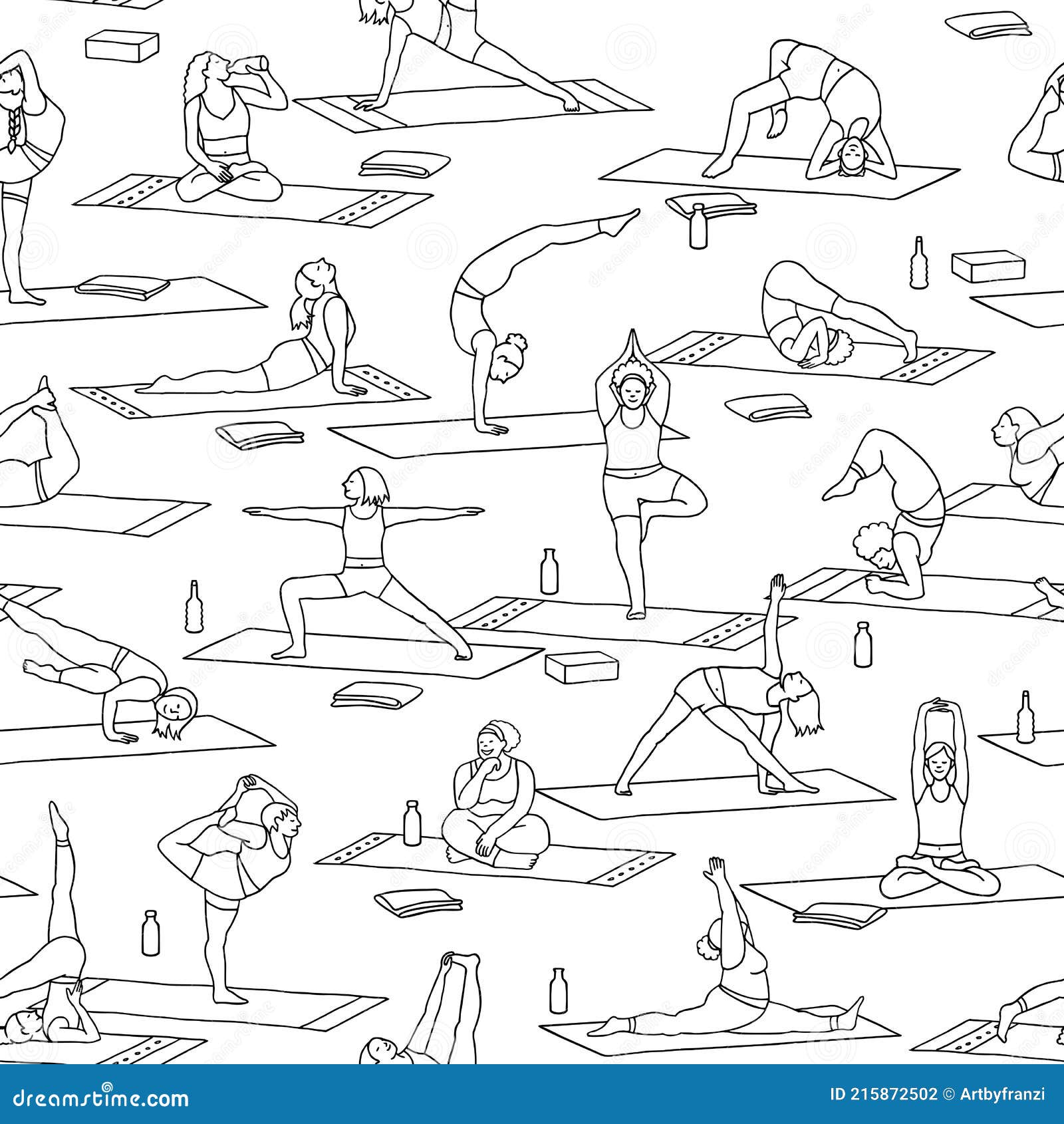 Yoga Class Seamless Pattern Stock Vector - Illustration of hand ...