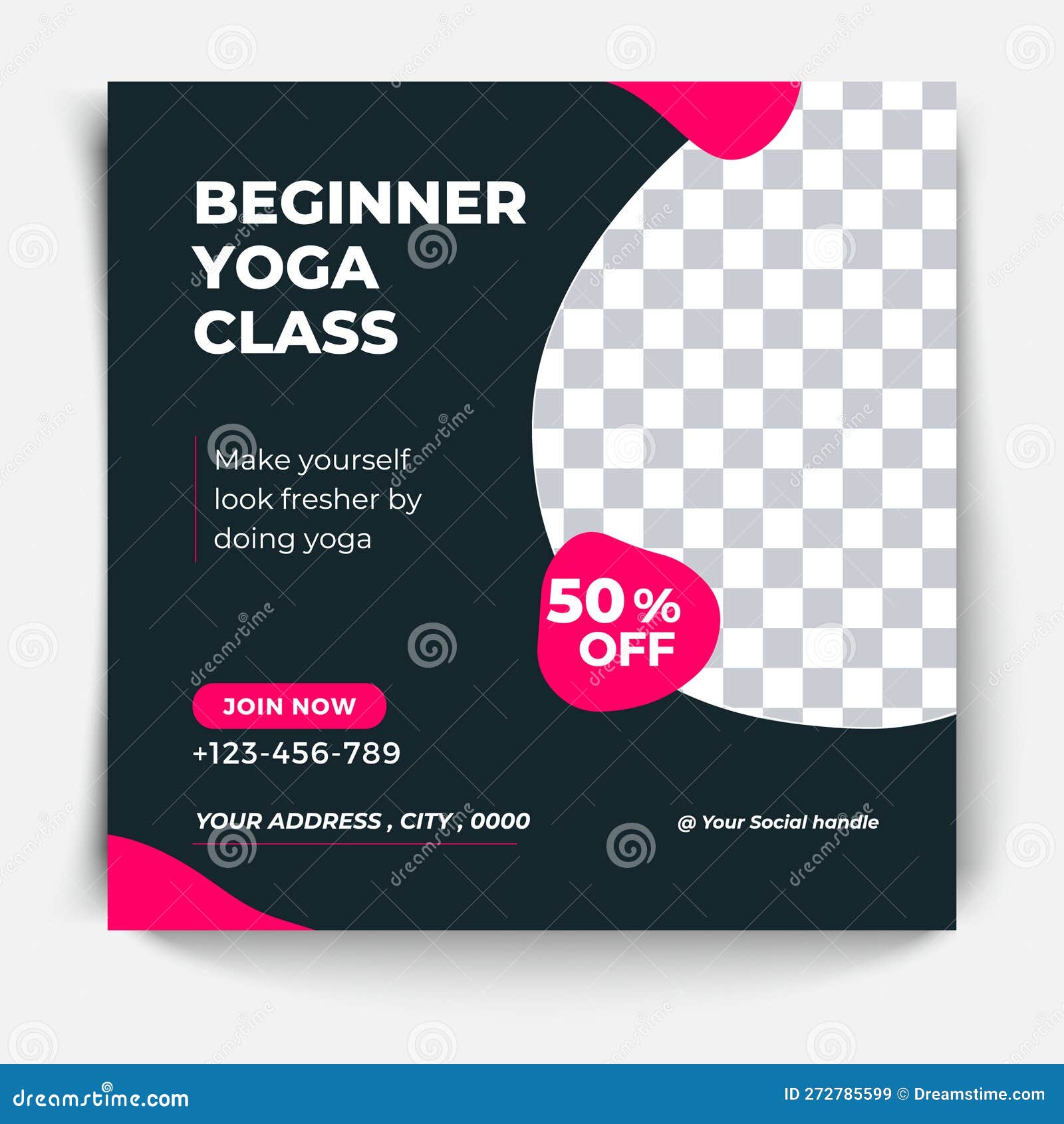 Yoga Class Social Media Post Template Stock Vector - Illustration of ...