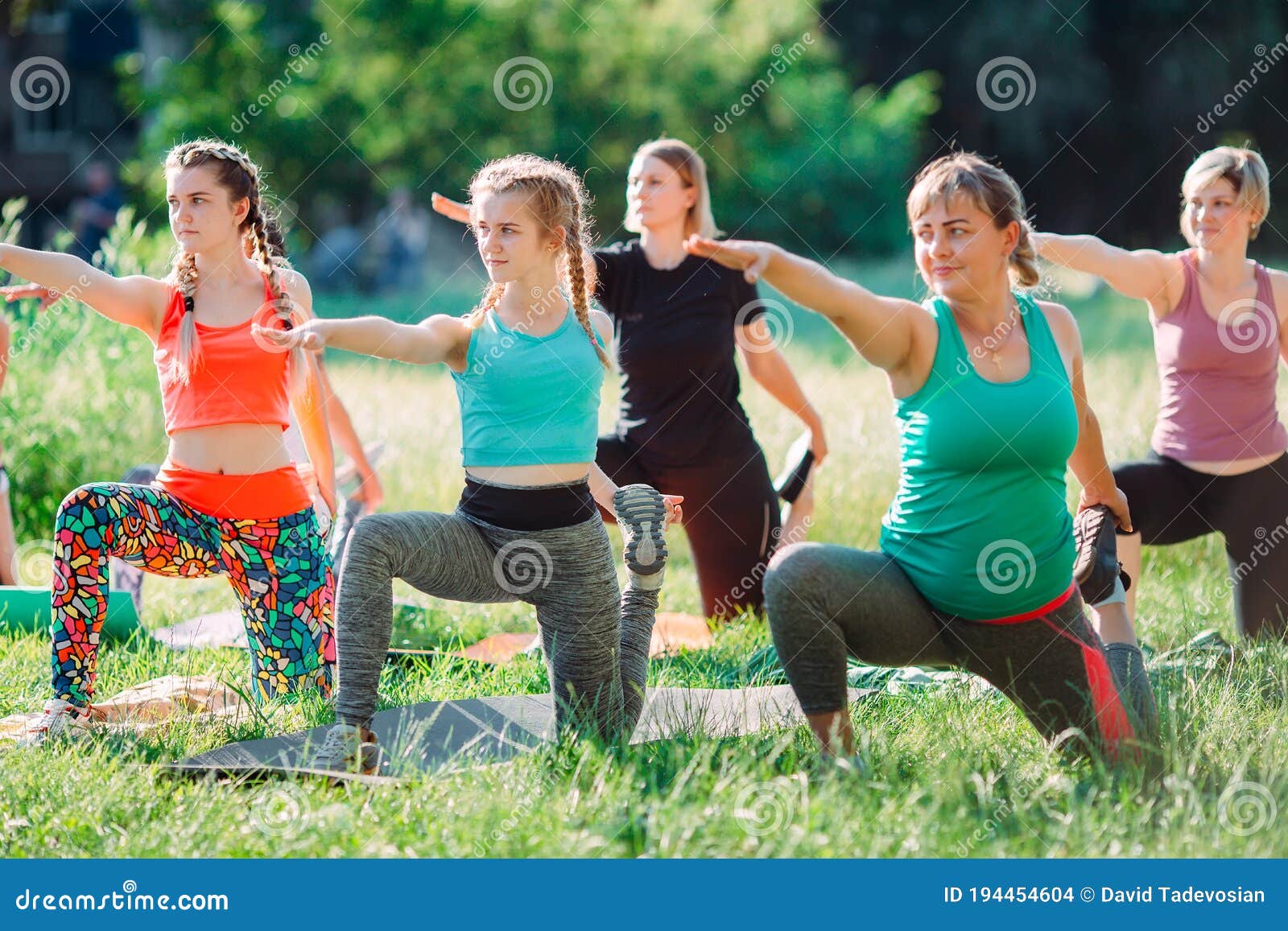 Yoga Classes Outside on the Open Air. Kids Yoga, Stock Photo - Image of ...