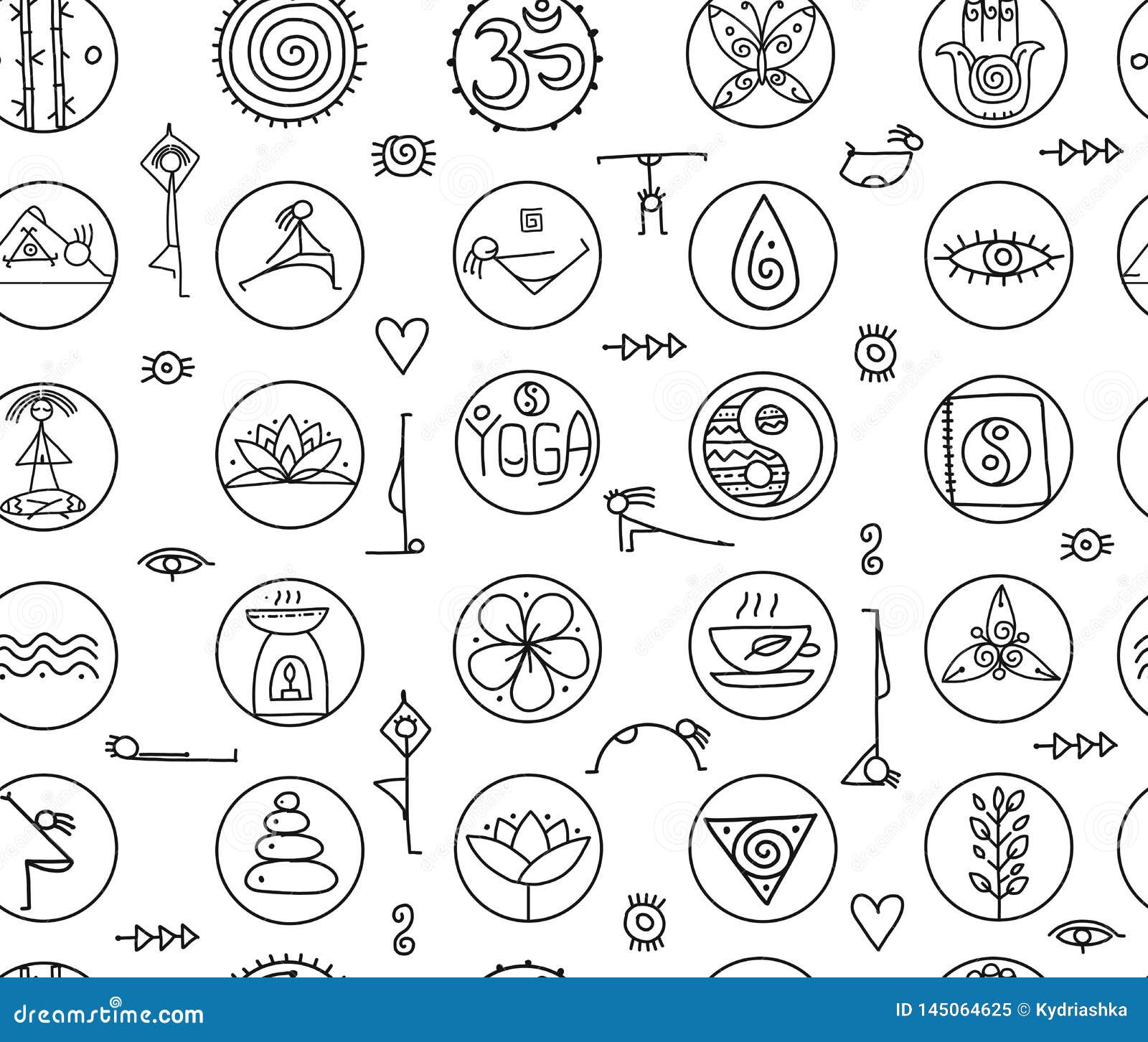 Yoga Concept, Seamless Pattern for Your Design Stock Vector ...