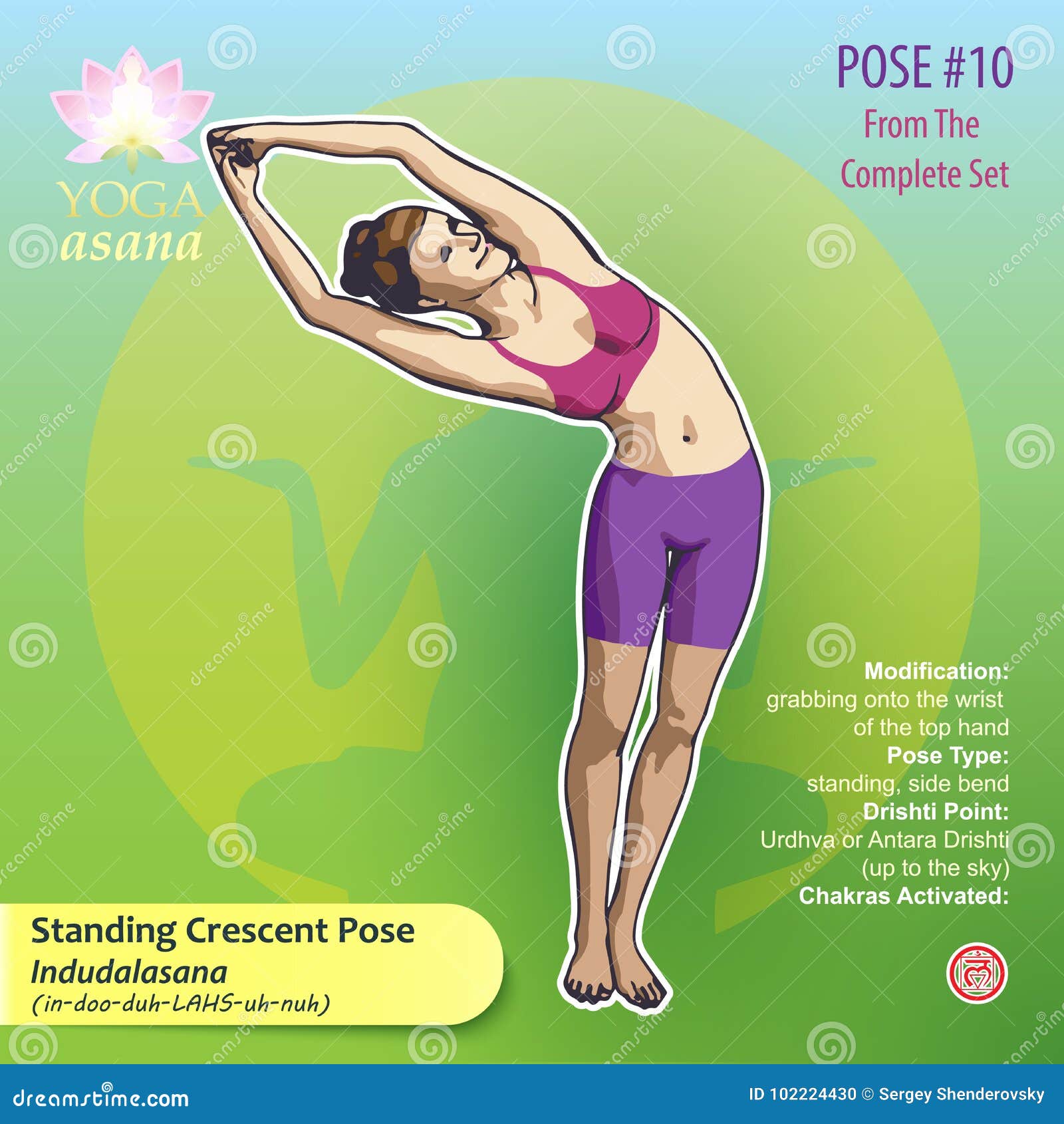 Yoga, Das Crescent Pose 10 Steht Vektor Abbildung - Illustration von ...