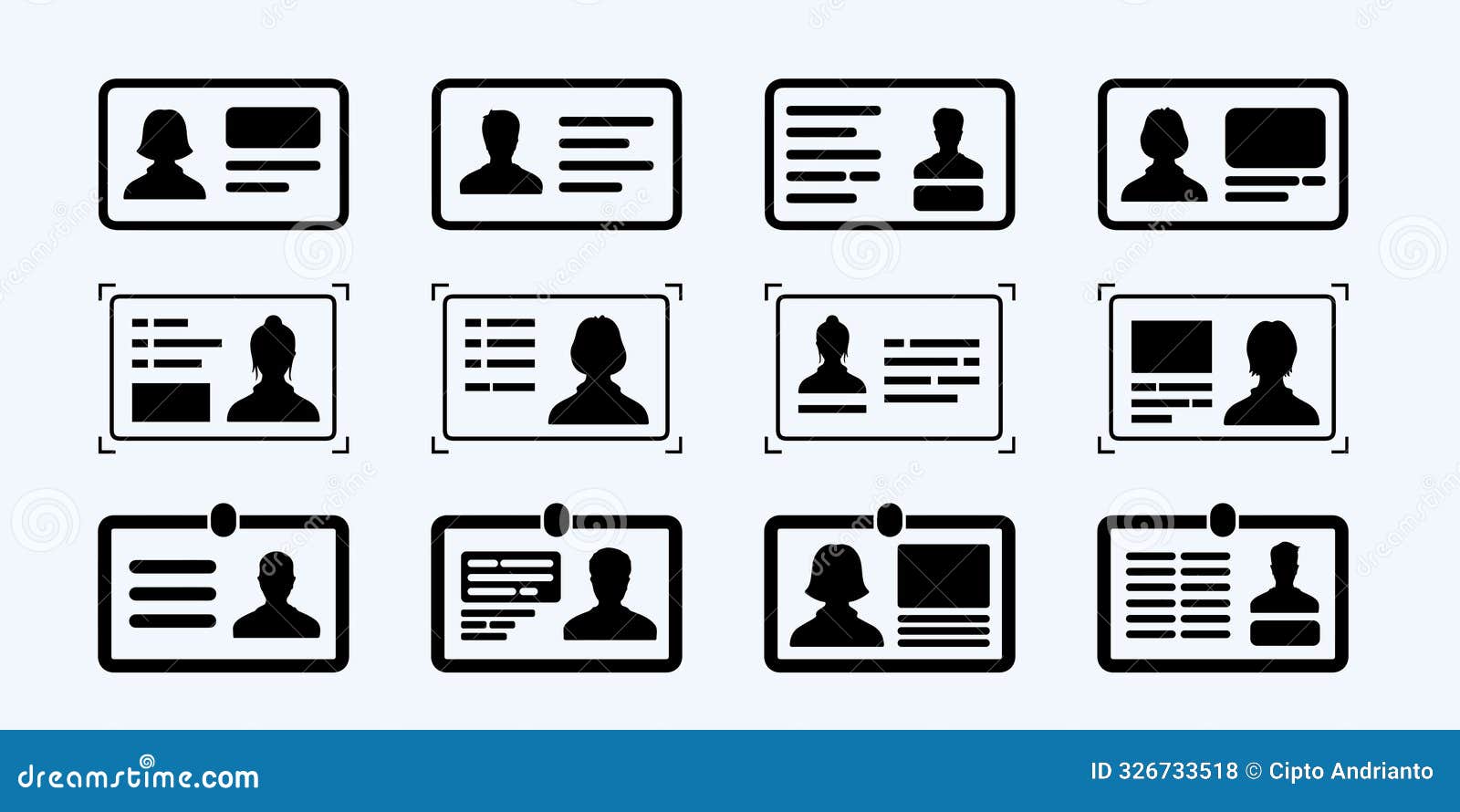 Set Icon Card Icons, Personal Id. Citizen Identity Card Sign Stock ...