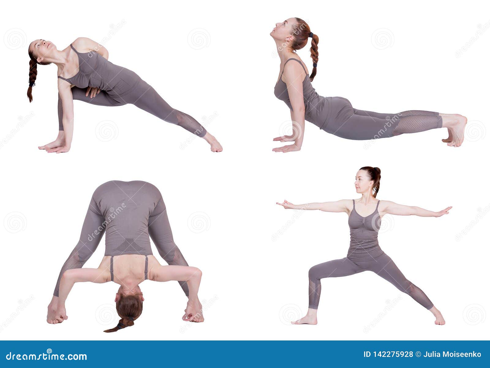 Yoga, Different Poses on a White Background, Isolate. Practice Yoga ...