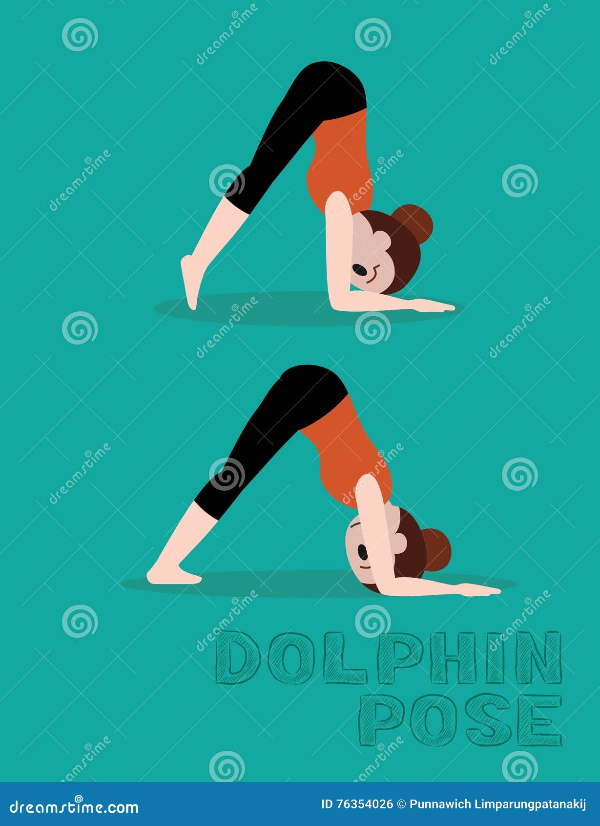 Yoga Dolphin Pose Cartoon Vector Illustration Stock Vector ...