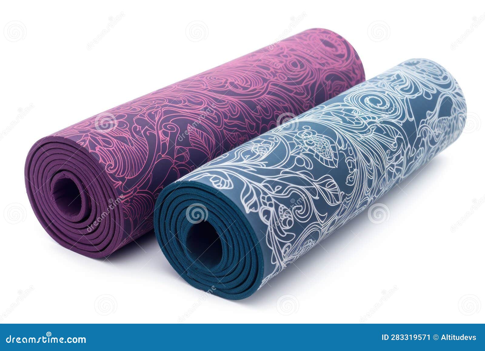 Yoga Duo: Dynamic Duo of Two Yoga Mats with Different Patterns Stock ...