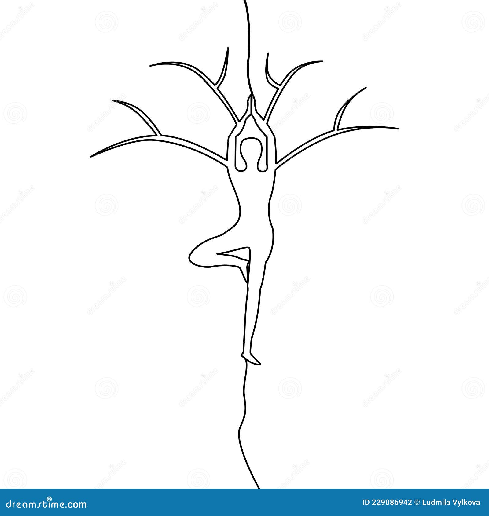 Yoga tree pose stock vector. Illustration of leaf, body - 229086942